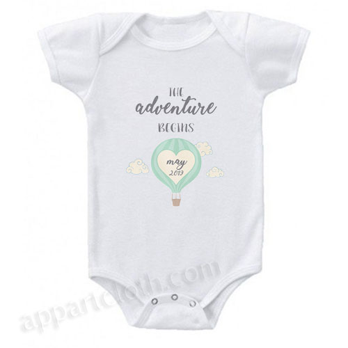 The Adventure Begins Funny Baby Onesie, Funny Baby Bodysuit